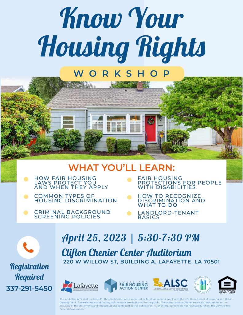 Know Your Housing Rights Workshop | Broussard & Youngsville LA Area ...